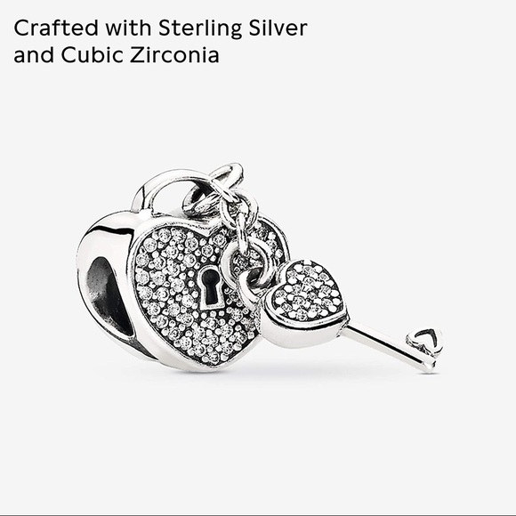 Pandora | Jewelry | Retired Pandora Pave Padlock Heart Key Charm | Poshmark